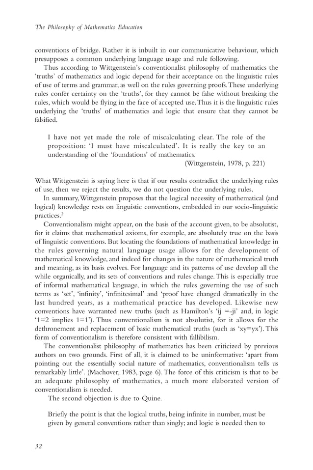 The Philosophy of mathematics education 2 | PDF | Educational ...