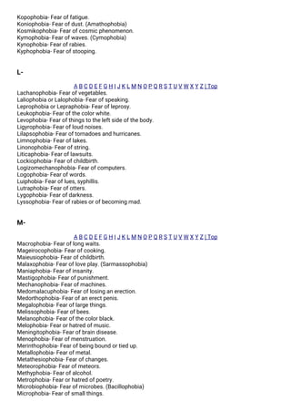 The phobia list | PDF