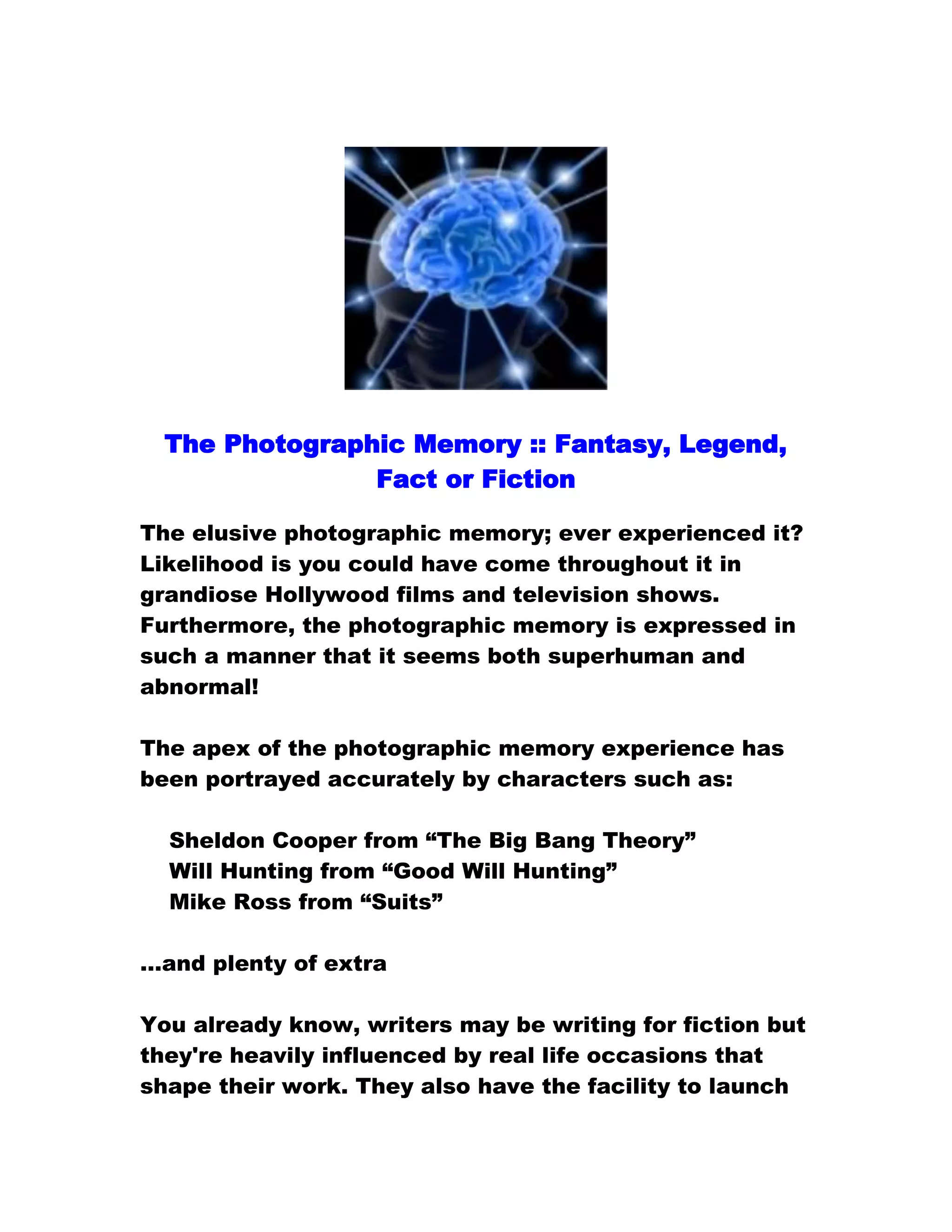 The Photographic Memory | PDF