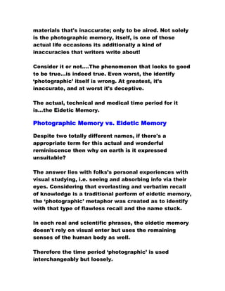 The Photographic Memory | PDF