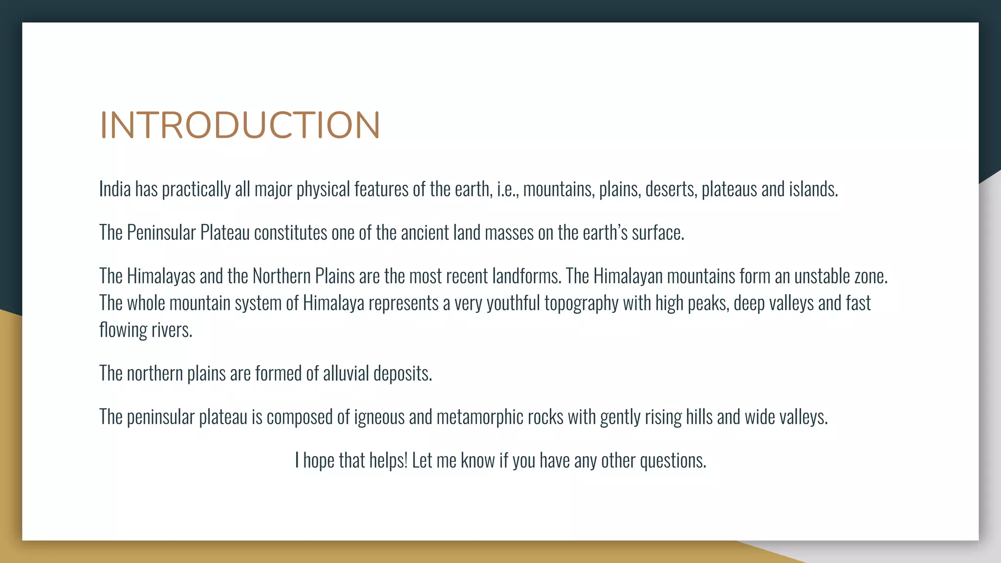The physical features of INDIA | PDF