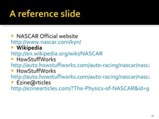 The Physics Of Nascar | PPT