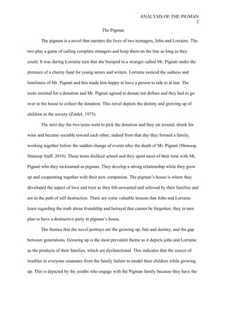 The Pigman Book Characters