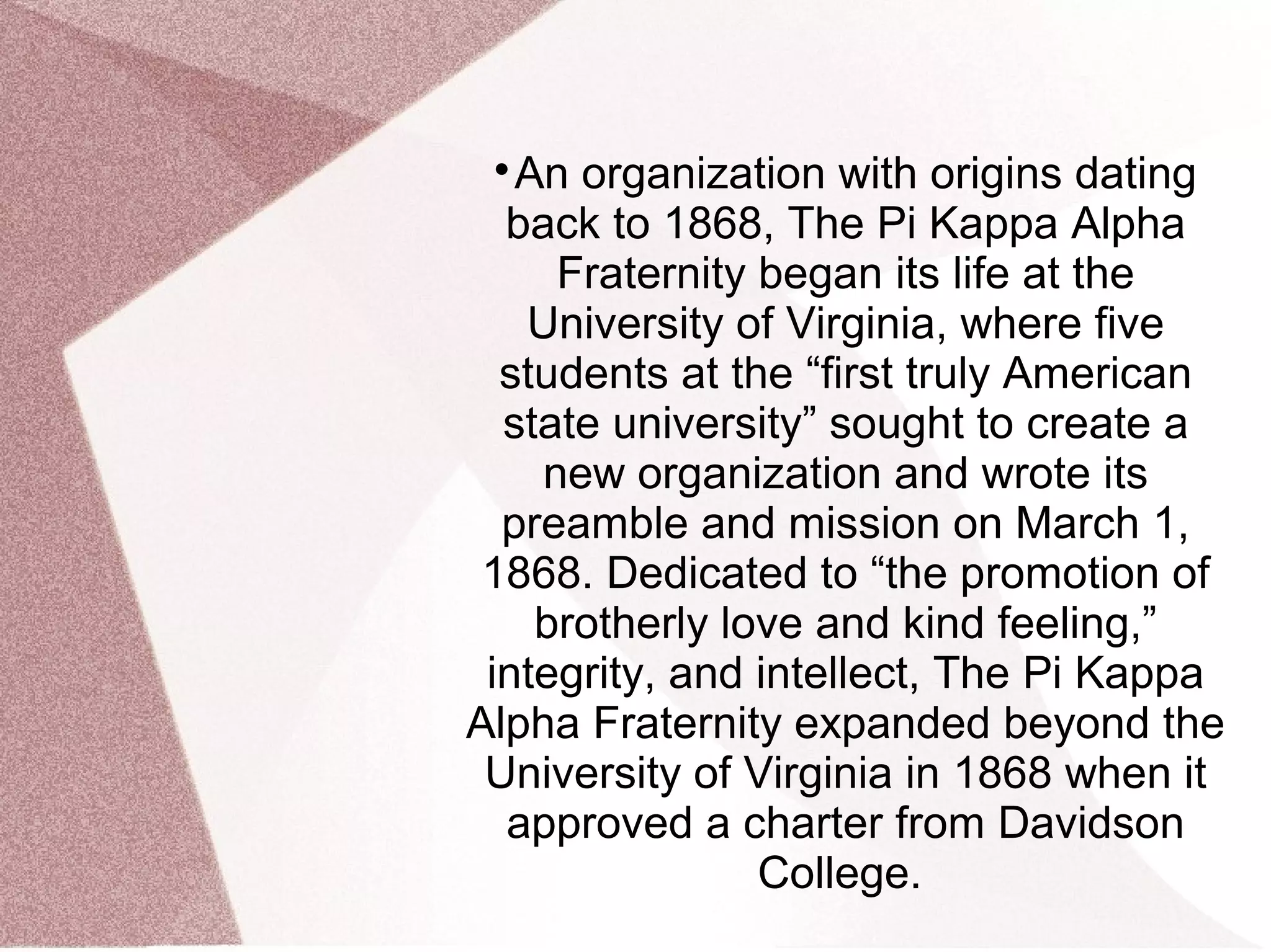 The Pi Kappa Alpha Fraternity | PPT