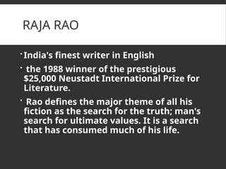 THE PIONEERING TRIO: MULK RAJ ANAND, R K NARAYAN AND RAJA RAO | PPTX