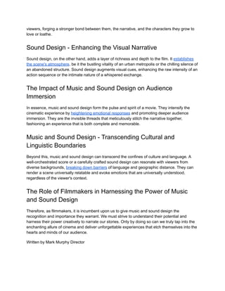 The Pivotal Role of Music and Sound Design in Amplifying the Cinematic ...