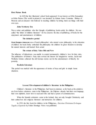 The place of literature in child's life | DOCX