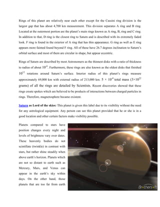 Saturn Planet Travel Brochure