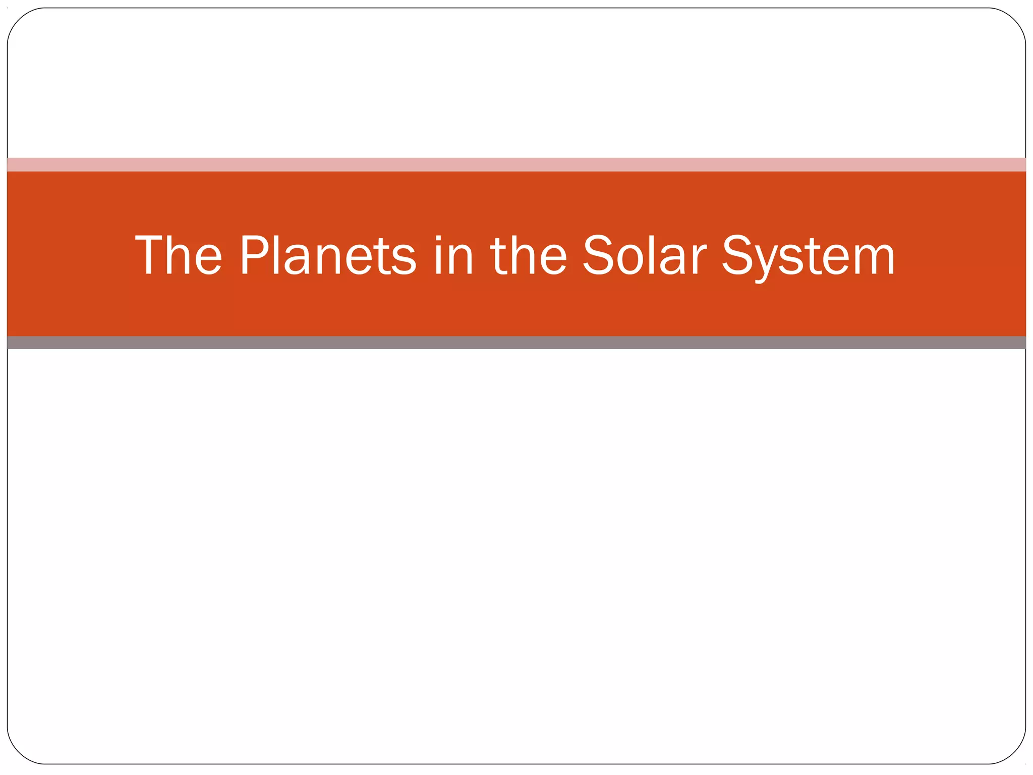 The planets in the solar system | PPT