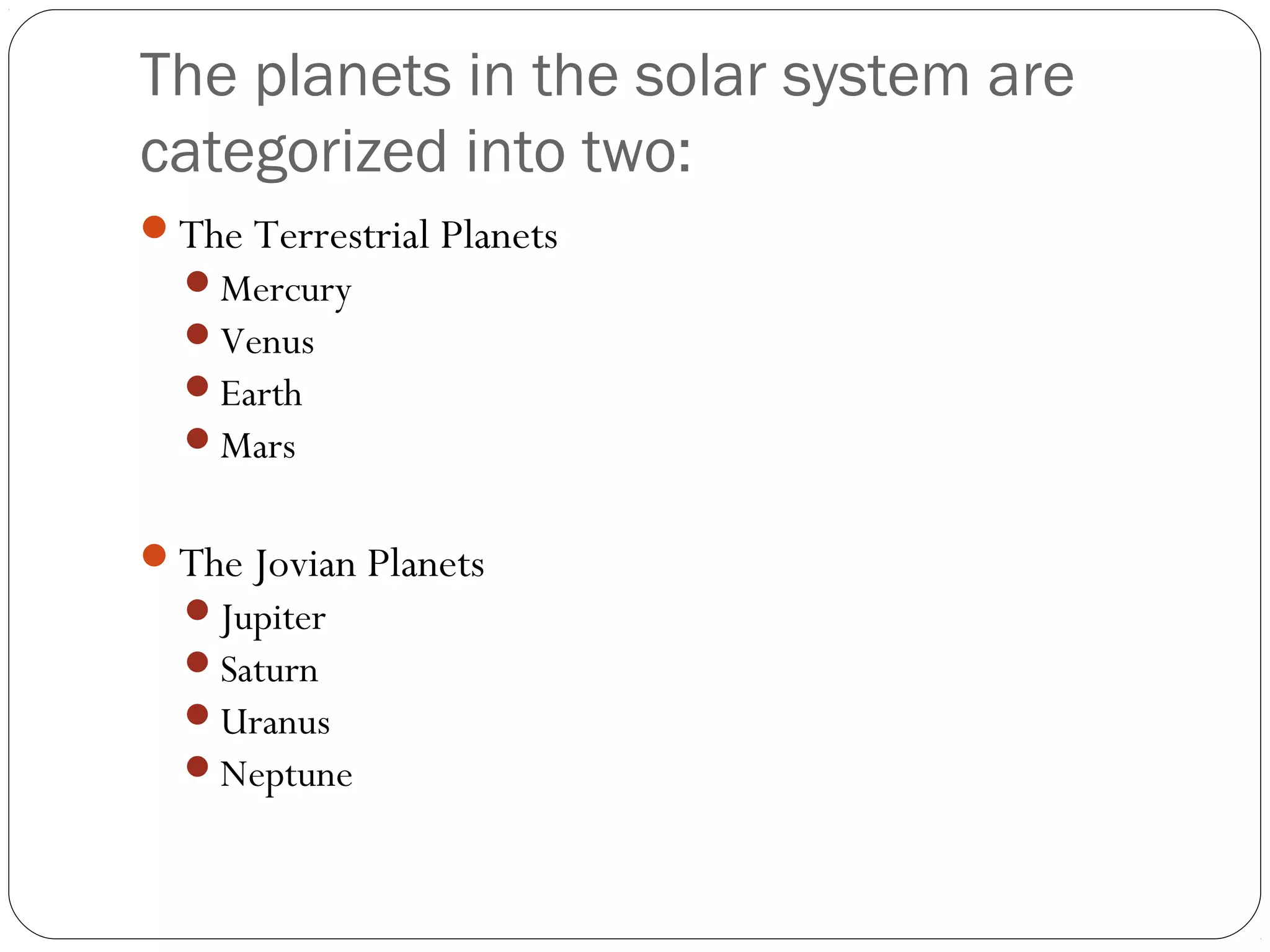 The planets in the solar system | PPT