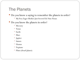 the planets in the solar system12345.ppt