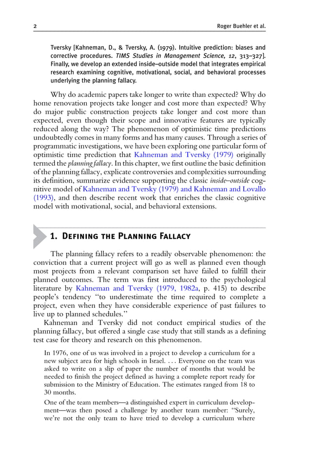 The Planning Fallacy Cognitive.pdf