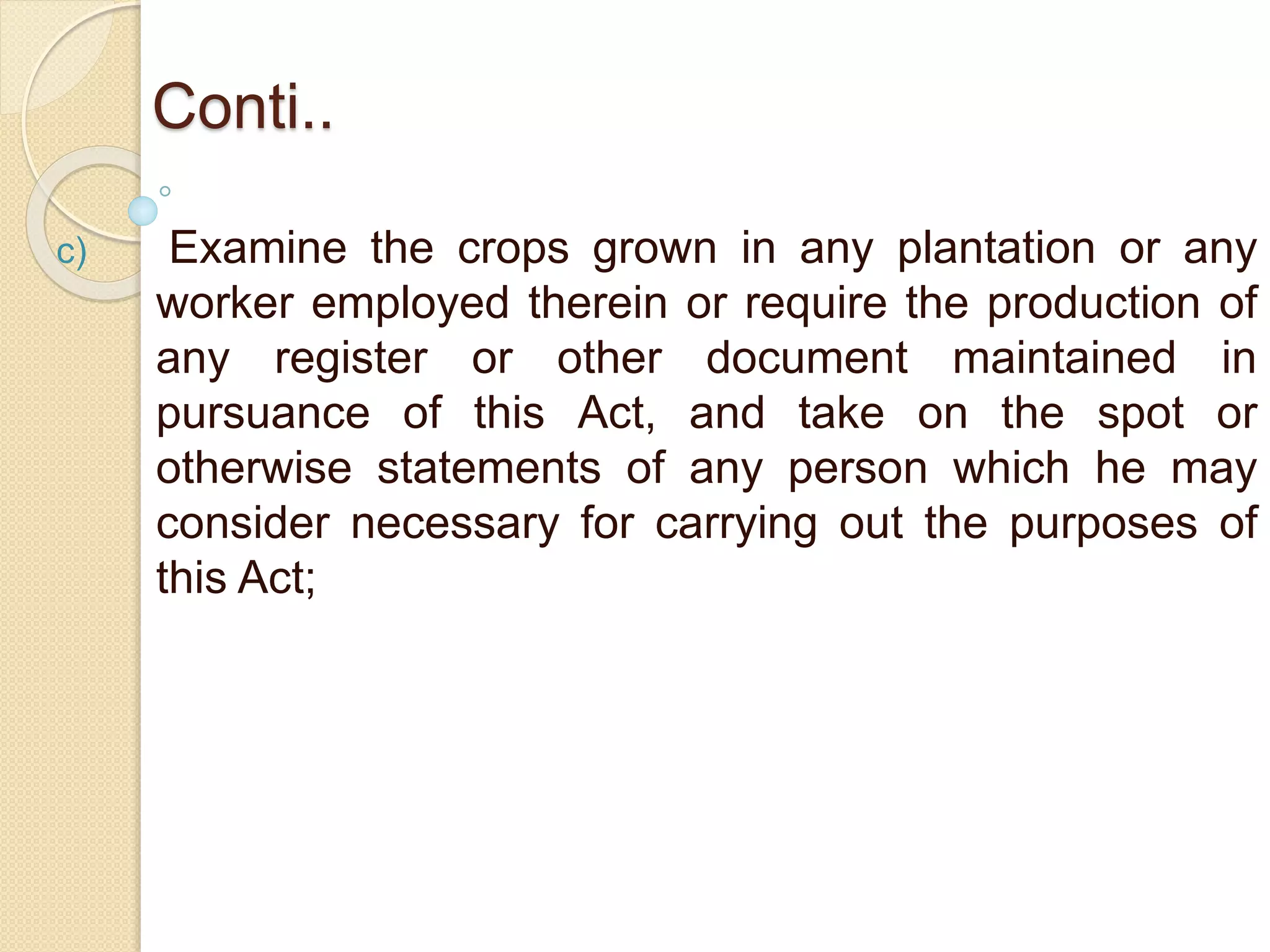 The plantation labour act 1951 | PPTX