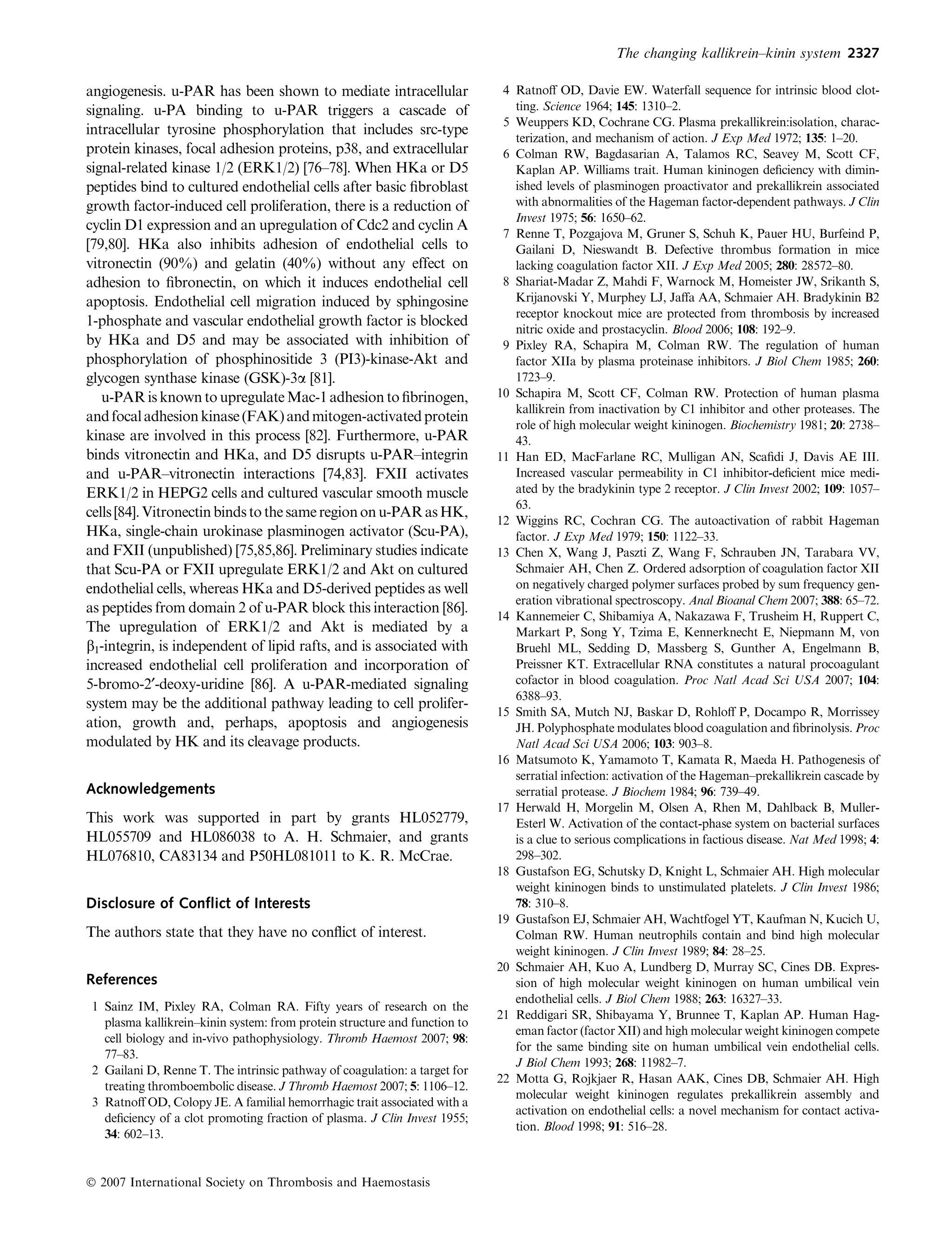 The plasma kallikrein kinin system its evolution from contact ...