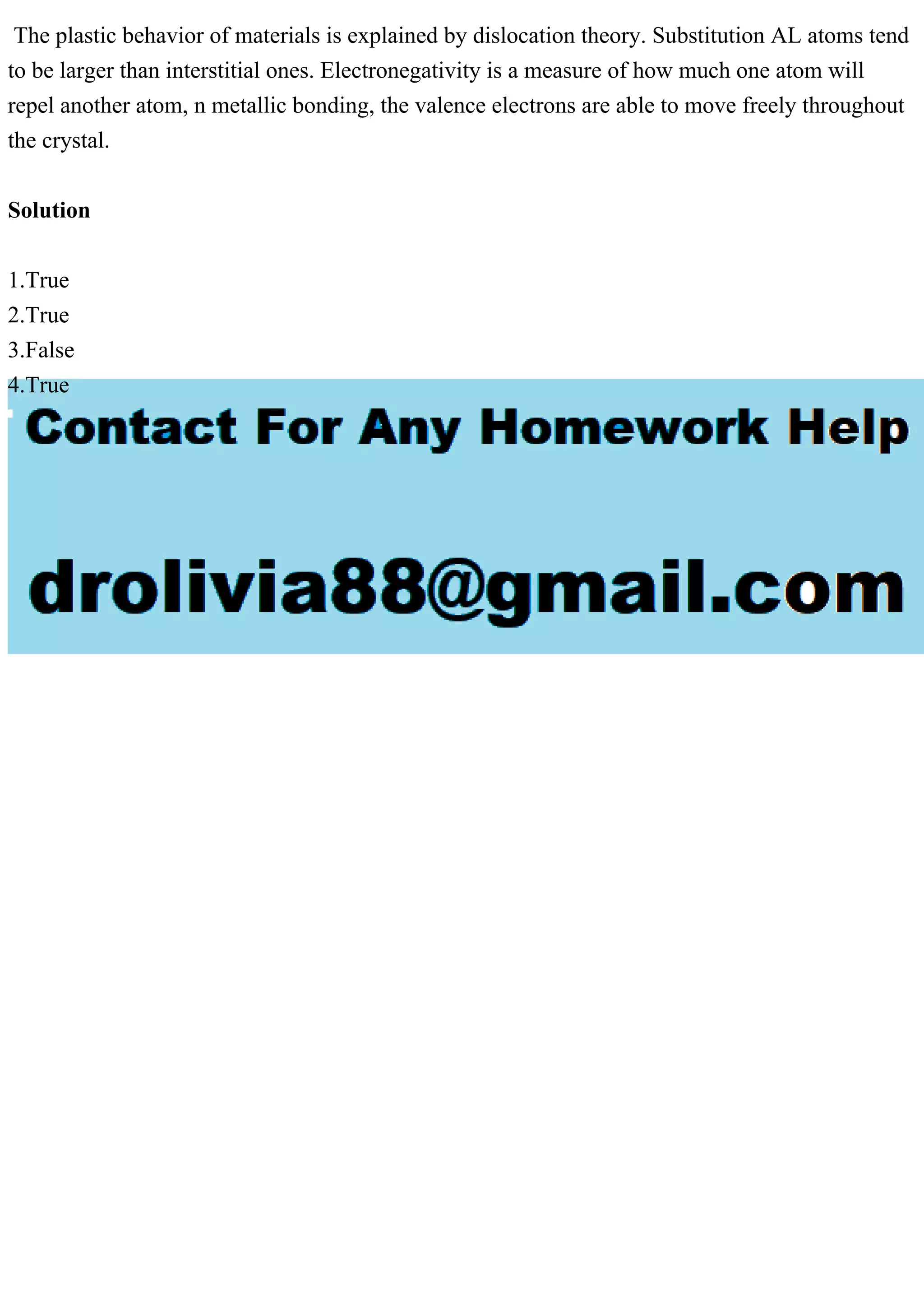 The plastic behavior of materials is explained by dislocation theory..pdf