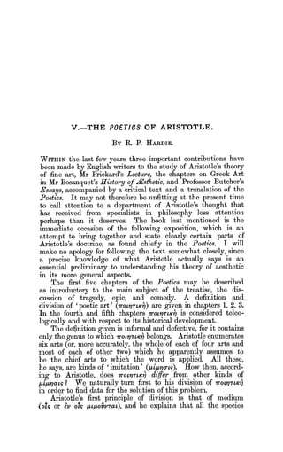 The poetics of aristotle, by r. p hardie | PDF | Poetry | Books and Literature