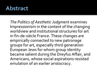 The Politics of Aesthetic Judgment | PPT