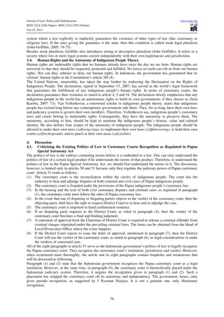 The politics of law formula of customary court recognition which ...