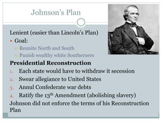 Johnsons Plan For Reconstruction