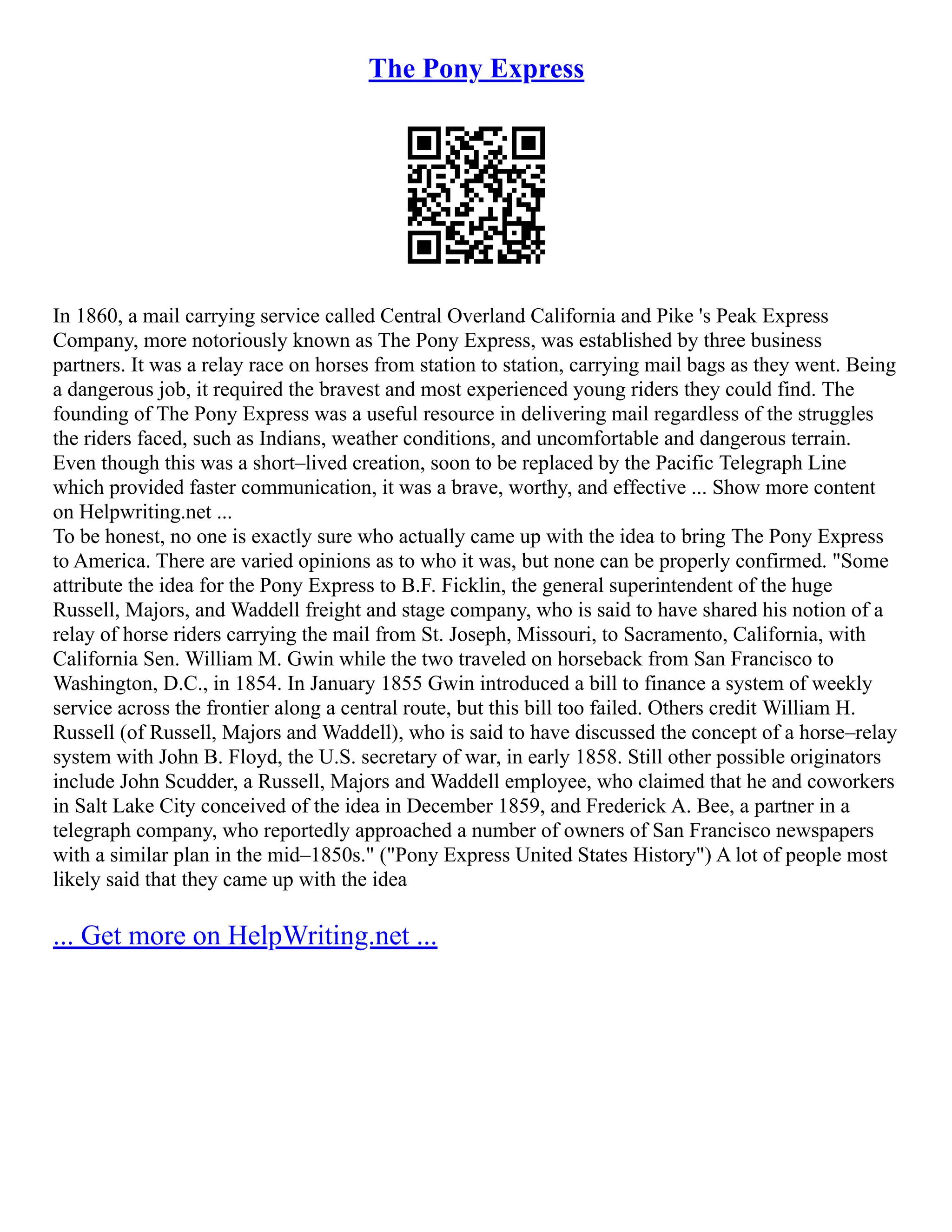 The Pony Express | PDF