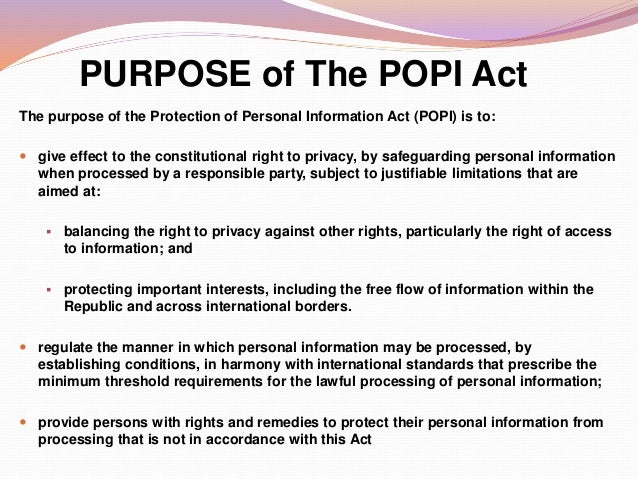 The Protection of Personal Information Act 4 of 2013