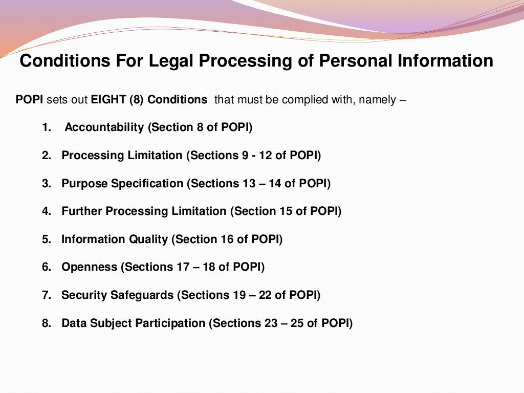 The Protection of Personal Information Act 4 of 2013