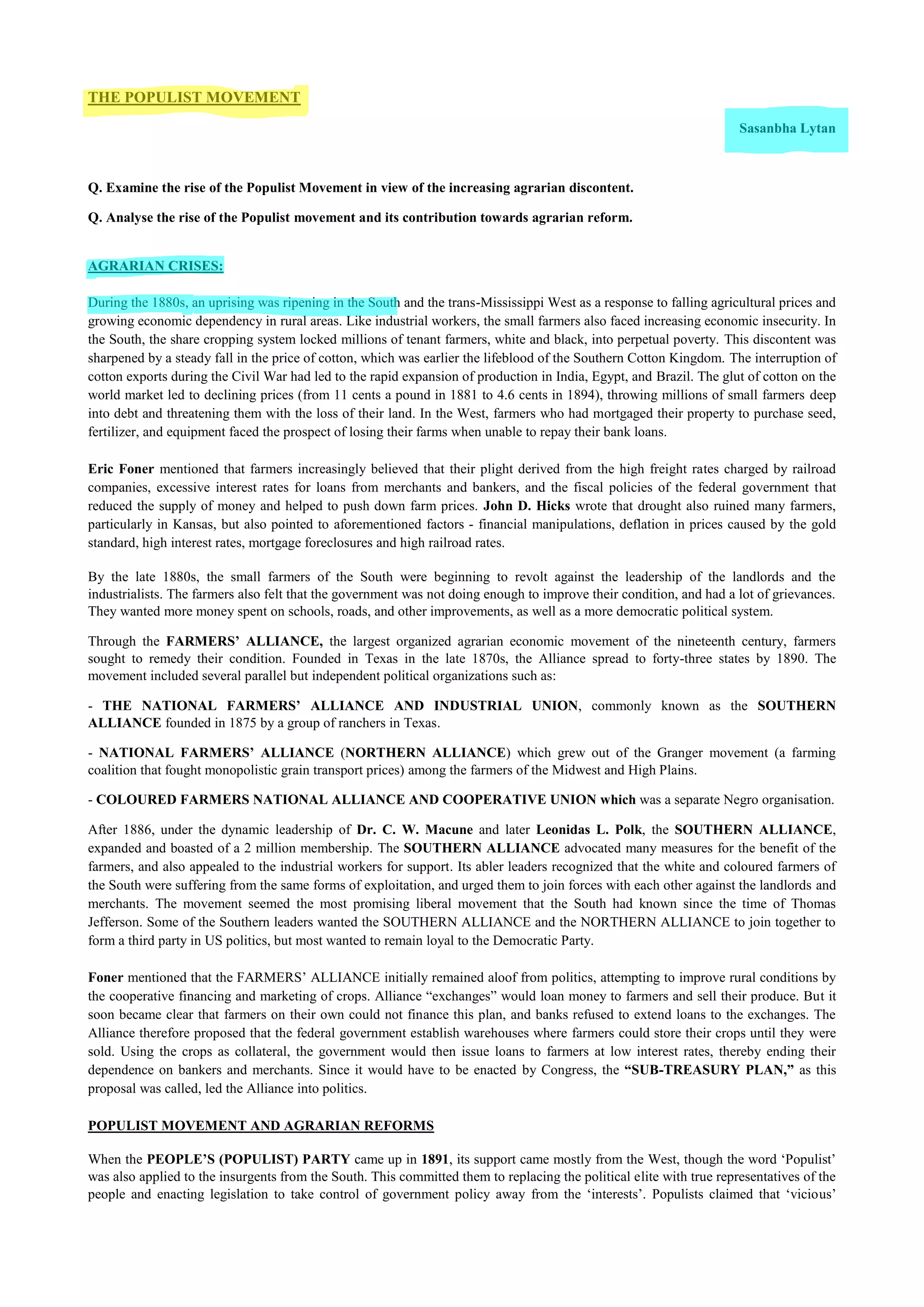 The Populist Movement.docx