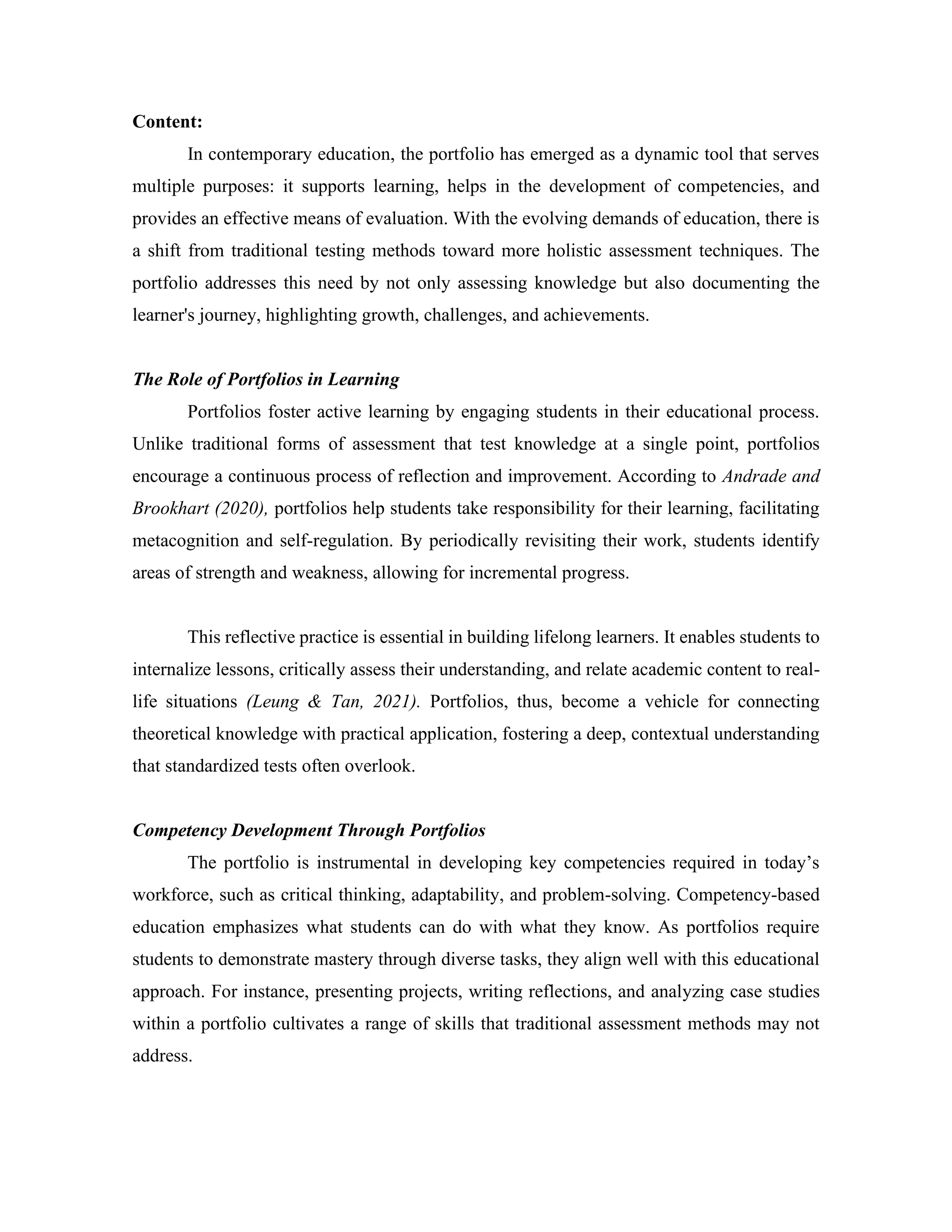 The Portfolio: Learning, Competencies, and Evaluation By: Antony Araúz | PDF | Free Download