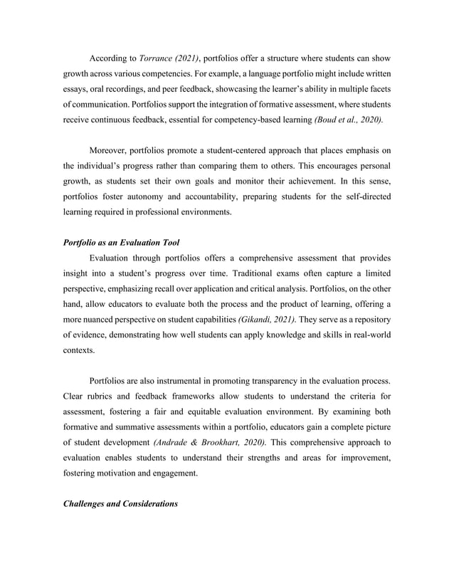 The Portfolio: Learning, Competencies, and Evaluation By: Antony Araúz | PDF | Free Download