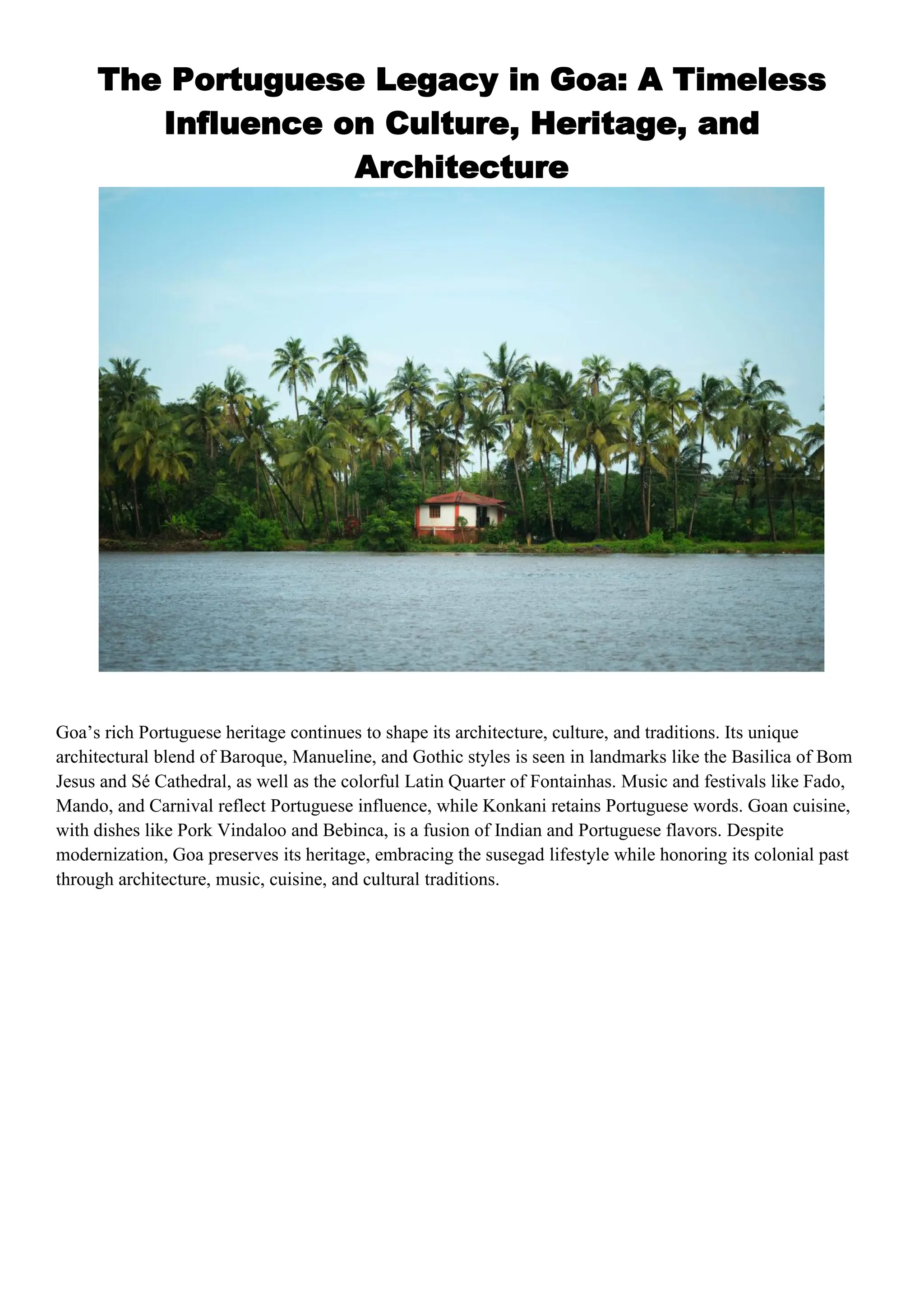 The Portuguese Legacy in Goa | Isprava | PDF