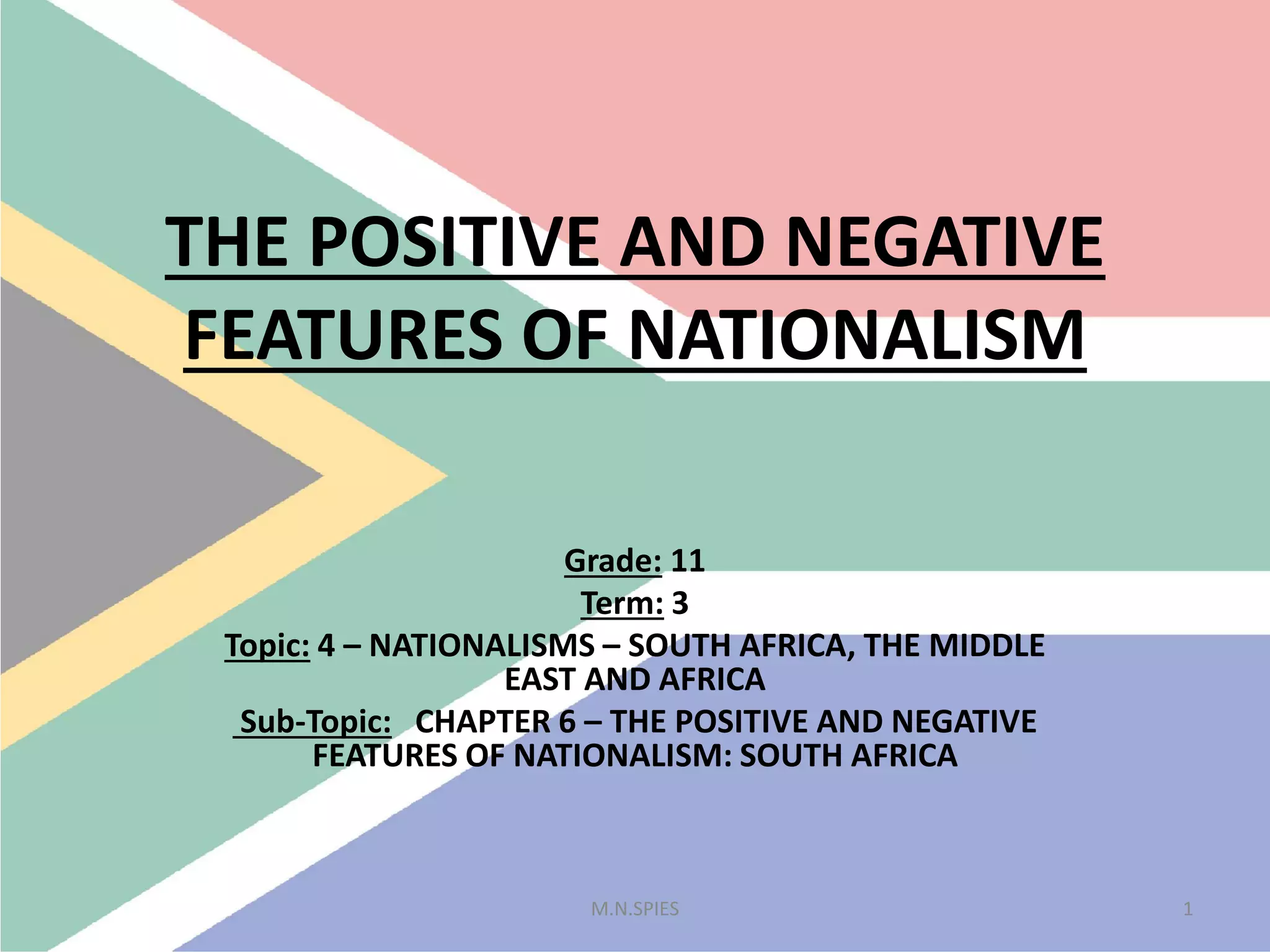 The positive and negative features of nationalism south africa | PDF