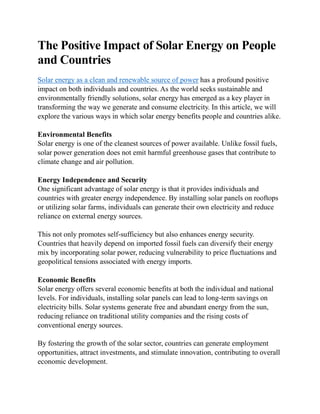 The Positive Impact of Solar Energy on People and Countries | DOCX ...