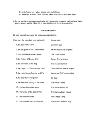 Possessive Apostrophe Practice