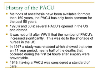 The postanesthesia care unit | PPT