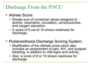 The postanesthesia care unit | PPT | Lung and Respiratory Health ...