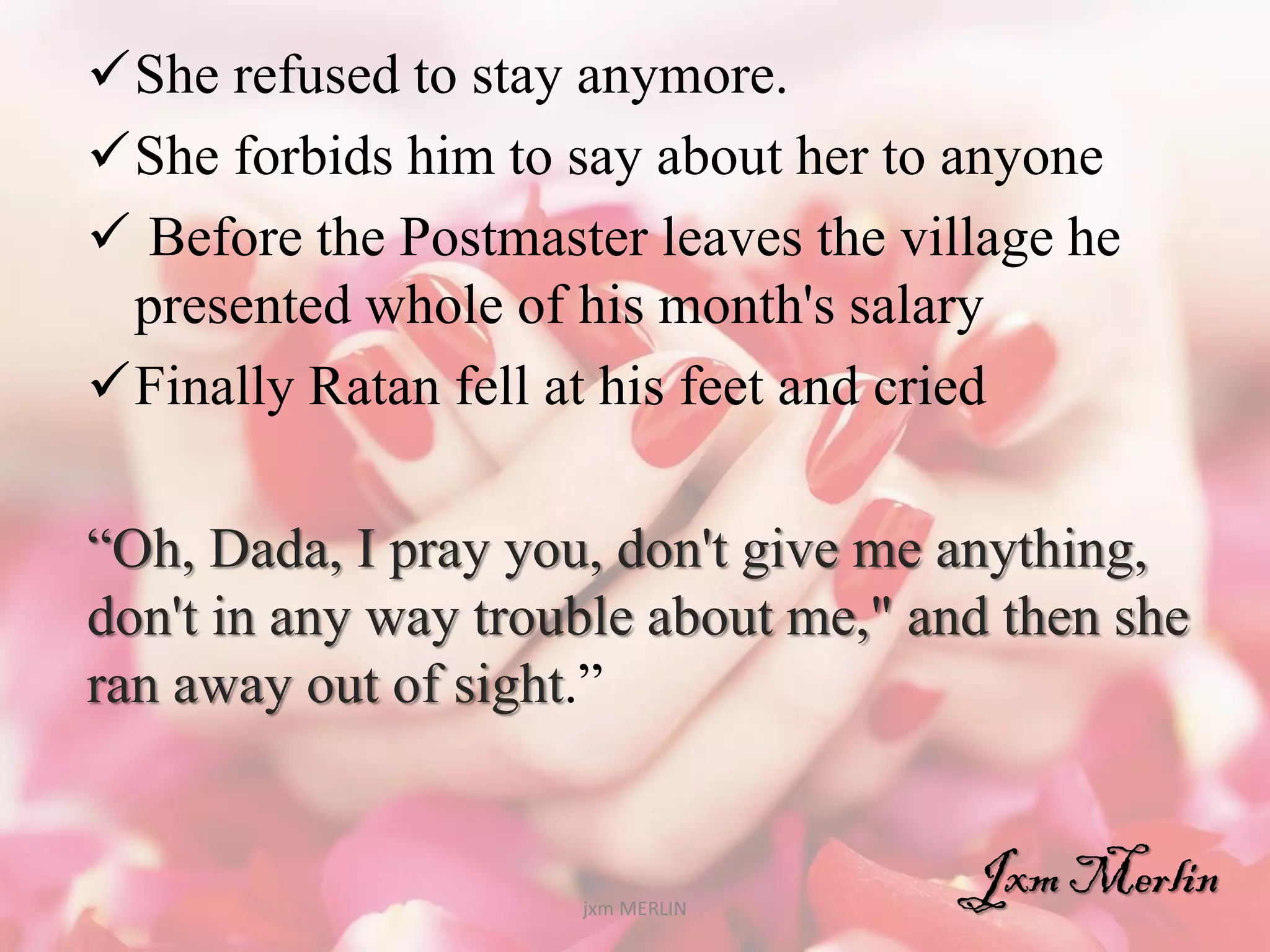 The post master by Rabindranath Tagore | PDF | Adoption and Fostering ...