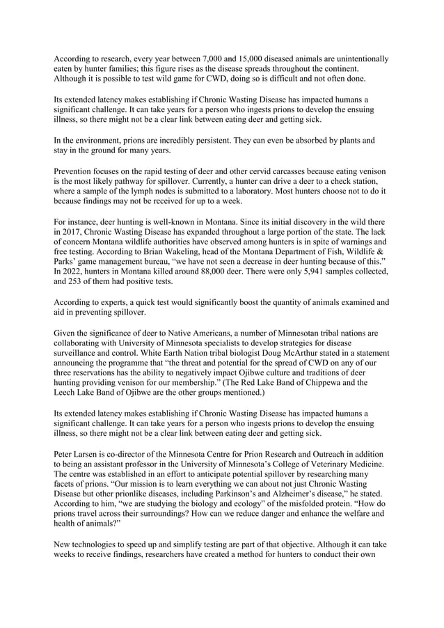 Chronic Wasting Disease: Increases Worries to Humans and Wildlife | The ...