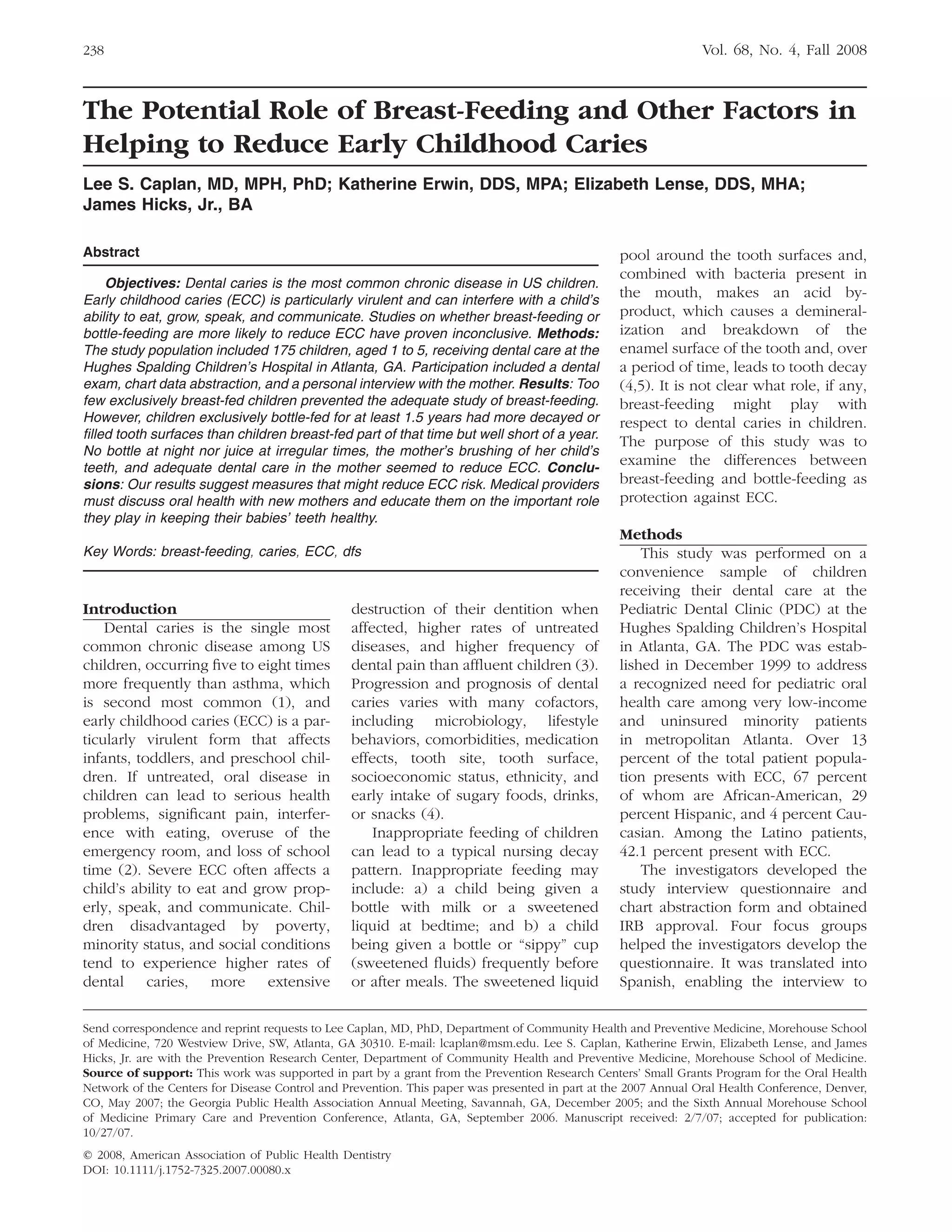 The Potential Role Of Breast Feeding And Other Factors In Helping To ...