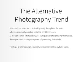 The Potential Use of Alternative Photographic Processes | PDF ...