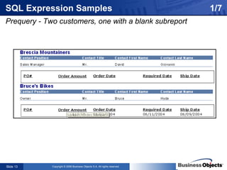 Crystal Reports - The Power and Possibilities of SQL Expressions | PPT