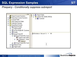 Crystal Reports - The Power and Possibilities of SQL Expressions | PPT