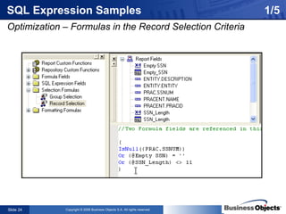Crystal Reports - The Power and Possibilities of SQL Expressions | PPT
