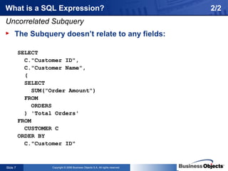 Crystal Reports - The Power and Possibilities of SQL Expressions | PPT