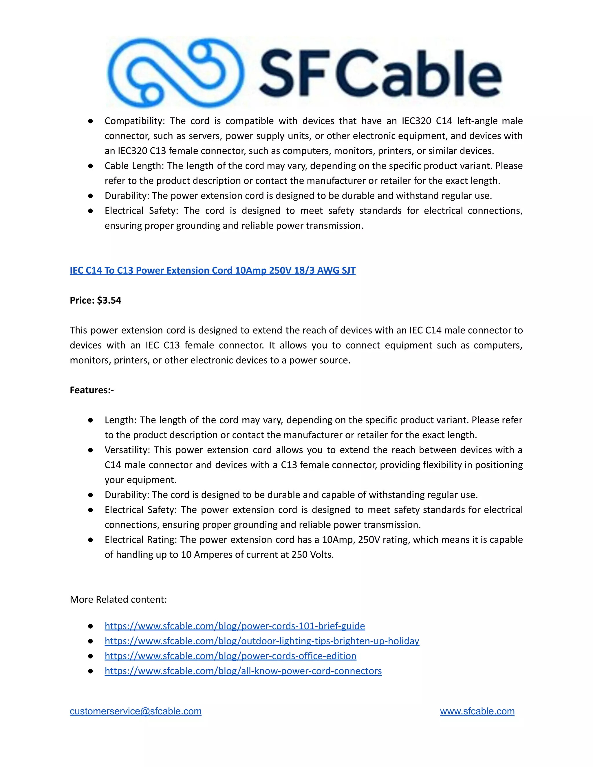 The Power Enabler_ SF Cable's Dependable and Efficient C14 to C13 Power ...