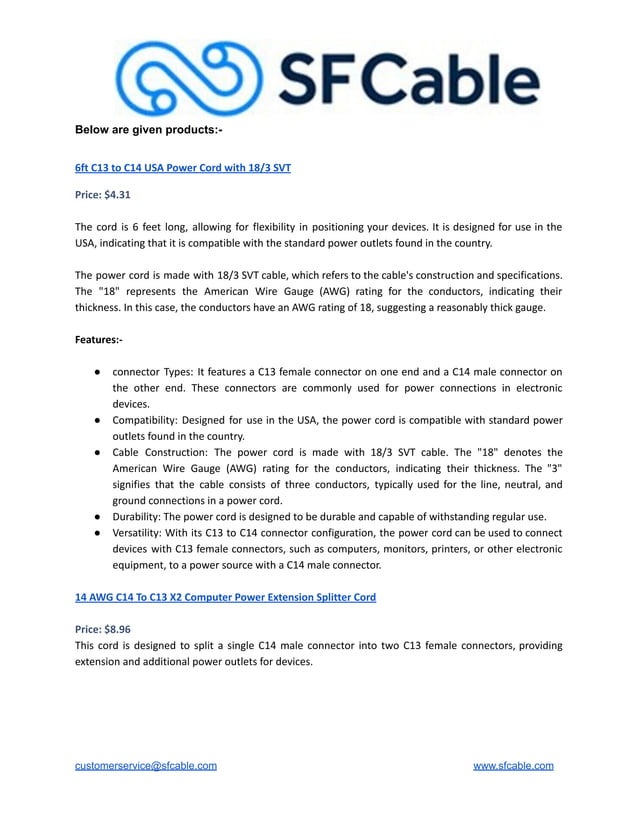 The Power Enabler_ SF Cable's Dependable and Efficient C14 to C13 Power Cords.pdf | Computer ...