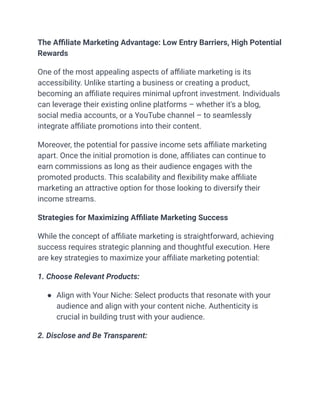 The Power of Affiliate Marketing: How to Make Money Promoting Products | PDF