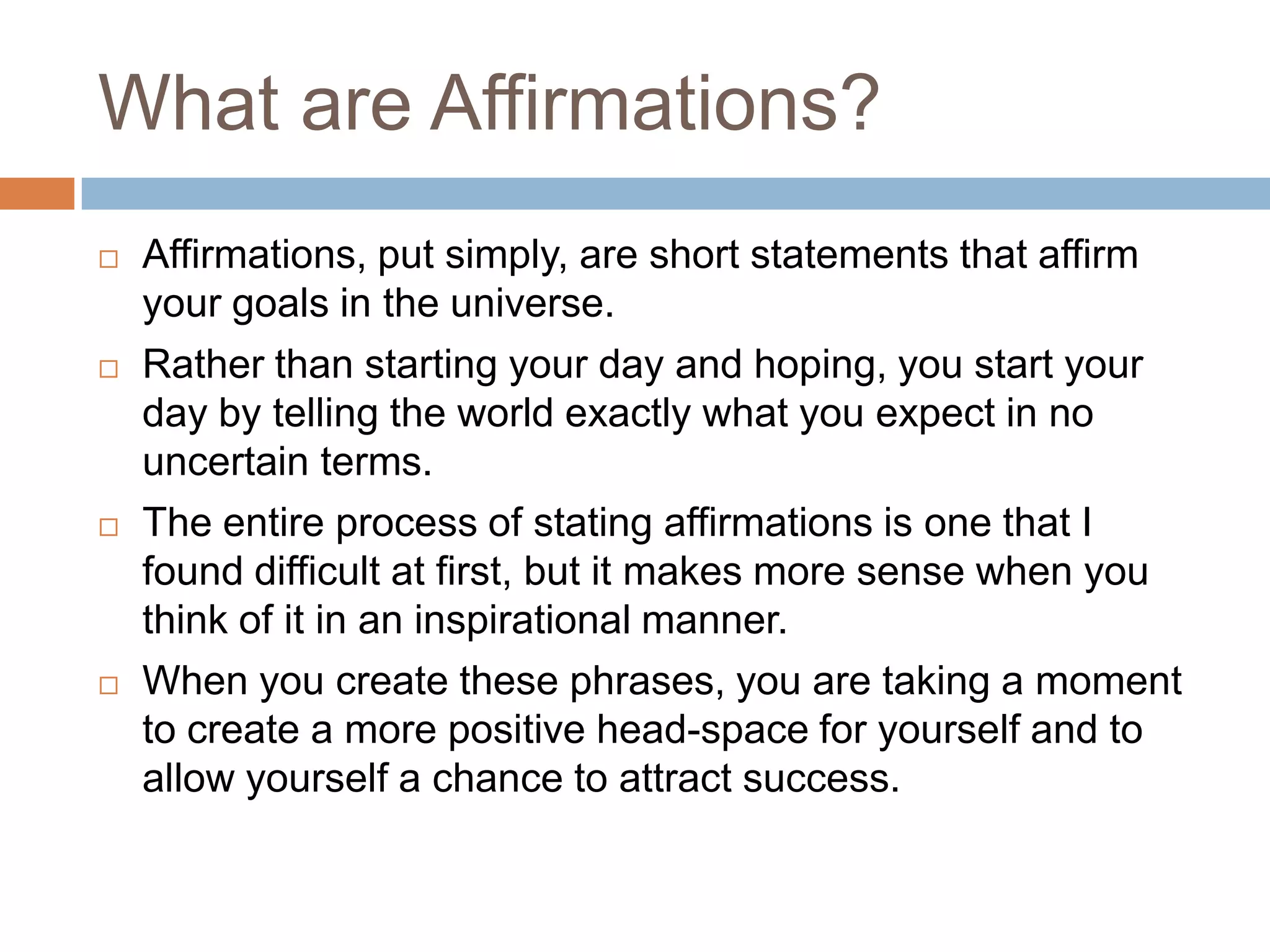The power of affirmations | PPTX