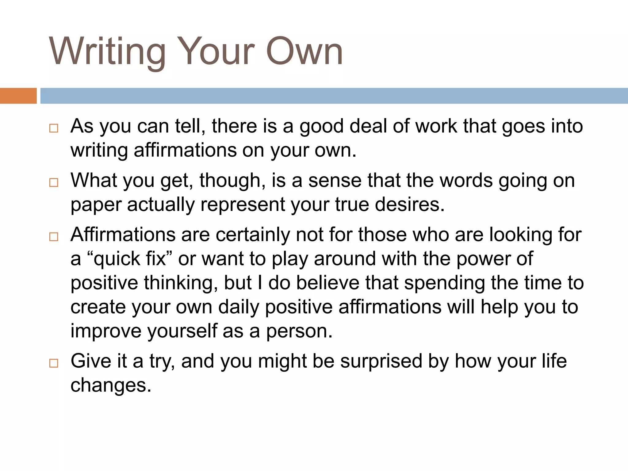 The power of affirmations | PPTX