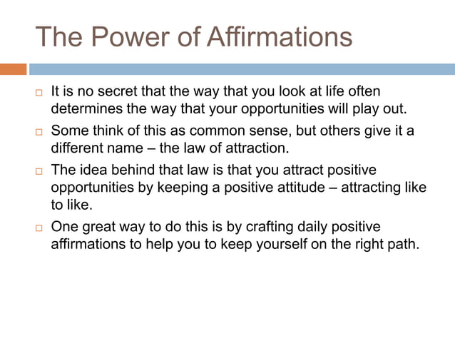 The power of affirmations | PPTX