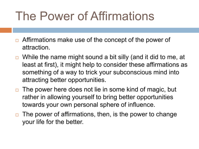 The power of affirmations | PPTX